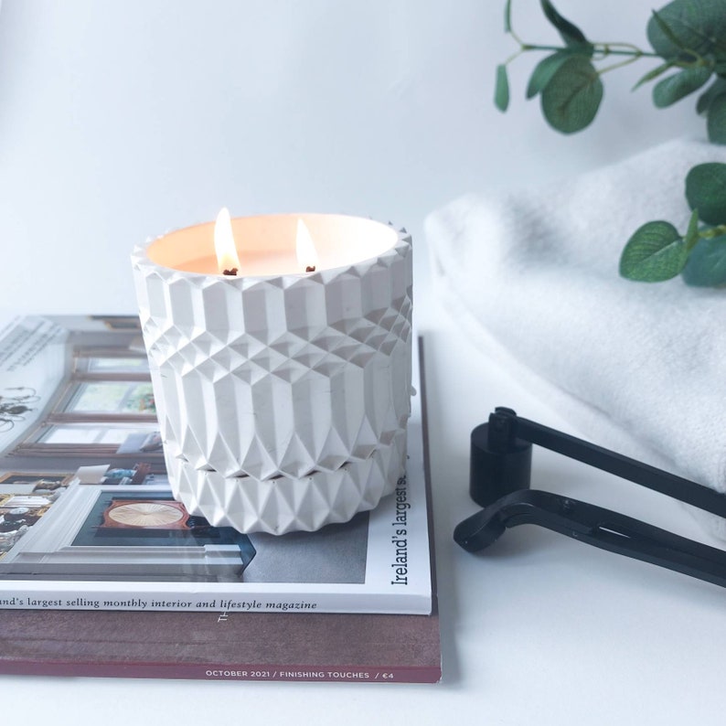 White Stone Candle Holder , with lid – MAYSONBROOK